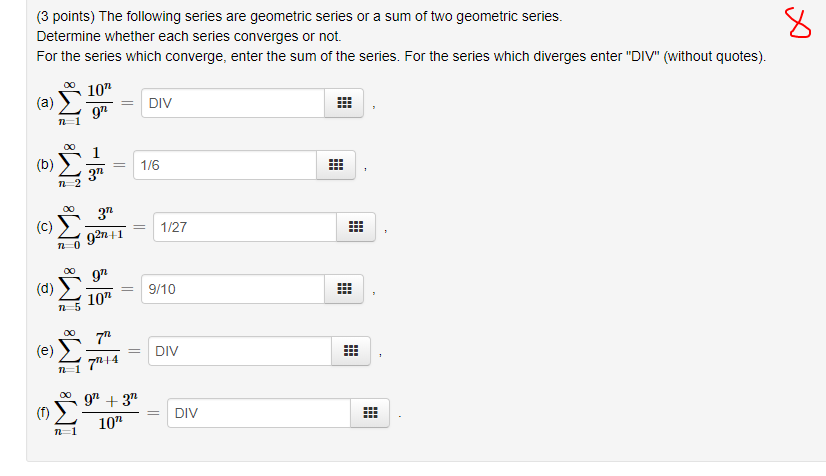 Solved 3 Points The Following Series Are Geometric Series