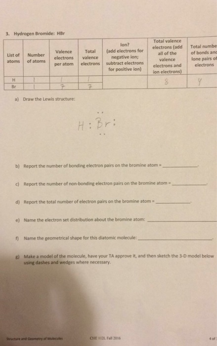 Solved Hydrogen Bromide: HBr Draw the Lewis structure: | Chegg.com