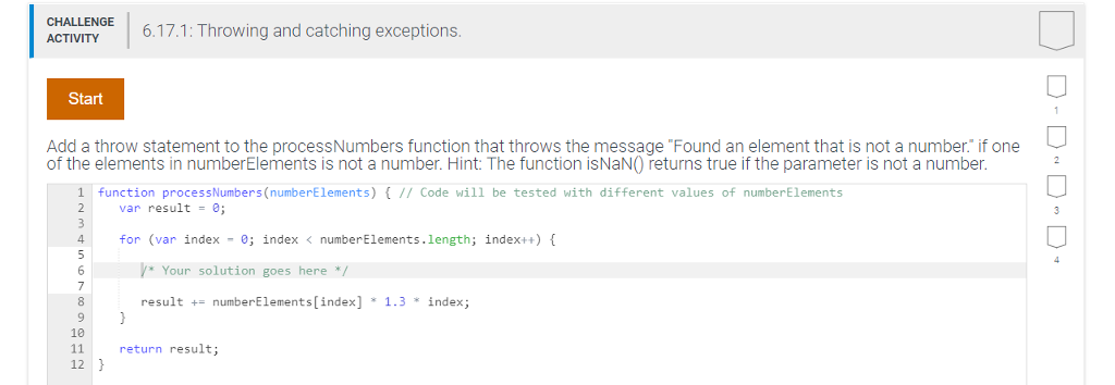 Solved In Java Script Add A Throw Statement To The 