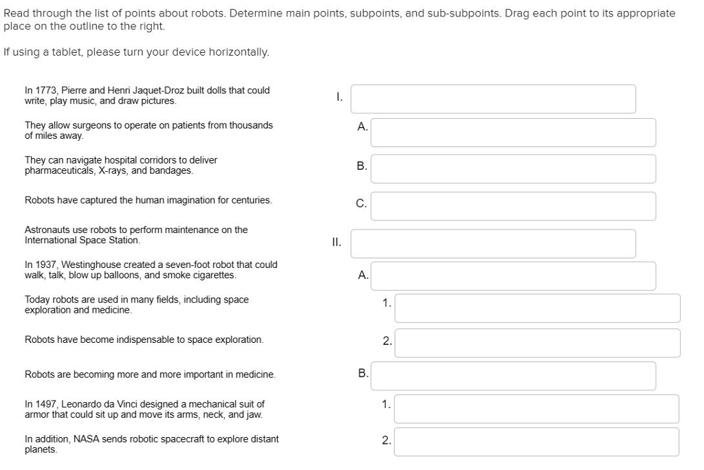 Solved Read through the list of points about robots. | Chegg.com