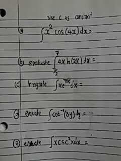 Solved Use C as a constant integral x^2 cos(4x)dx = | Chegg.com