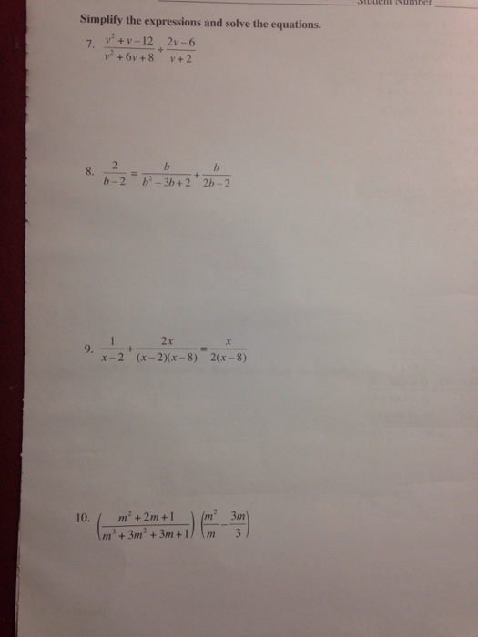 Solved Simplify the expressions and solve the equations. 7 | Chegg.com