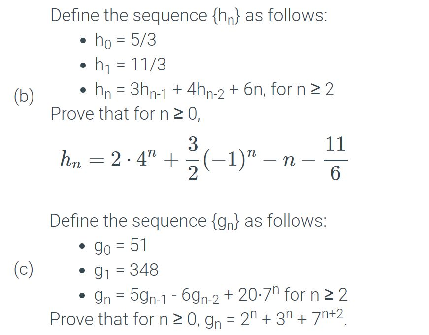 Solved Define the sequence hn as follows: ho 5/3 h1 11/3 | Chegg.com