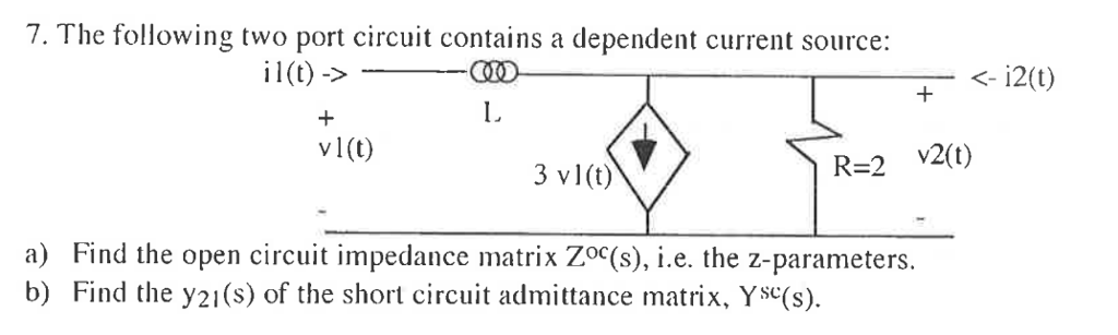 Solved The following two port circuit contains a dependent | Chegg.com