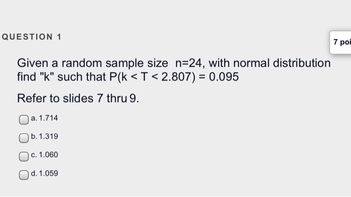 Solved Given a random sample size n=24, with normal | Chegg.com
