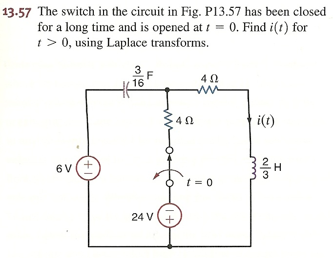 Solved: The Switch In The Circuit In Fig. P13.57 Has Been ... | Chegg.com