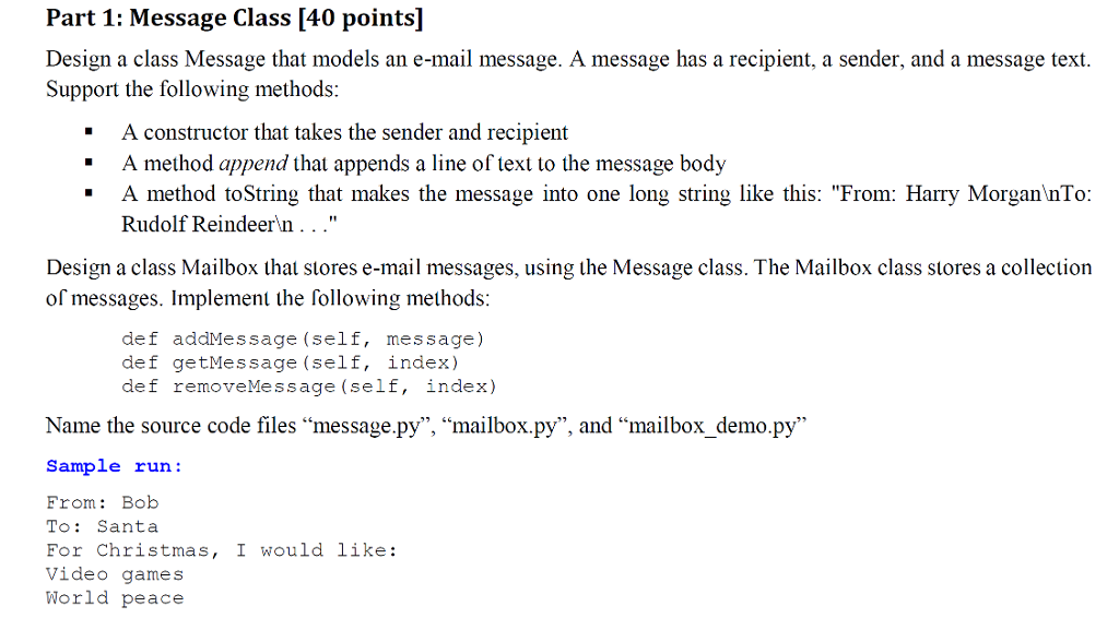 Solved Design a class Message that models an e-mail message. | Chegg.com