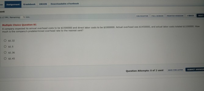 Solved ssignment Gradebook ORION Downloadable eTextboolk ent | Chegg.com