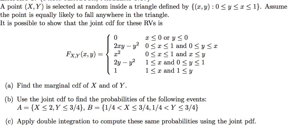 Solved A point (X, Y) is selected at random inside a | Chegg.com
