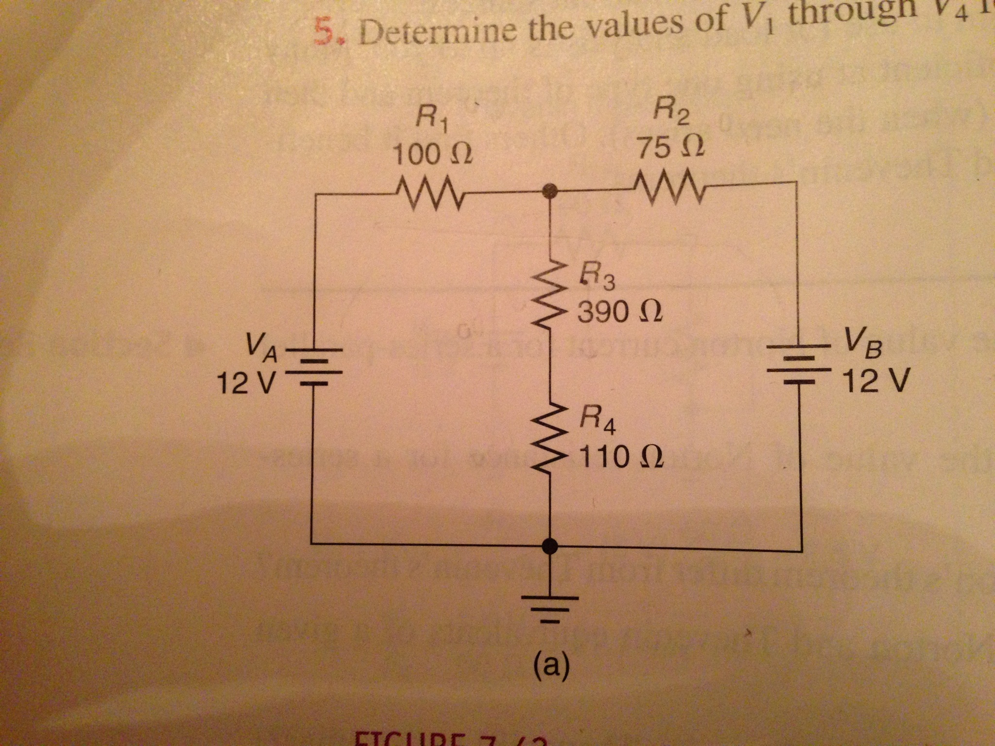 Solved Determine the values of V1 through V4 for the circuit | Chegg.com