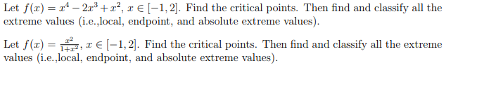 Solved extreme values (i.e.,local, endpoint, and absolute | Chegg.com