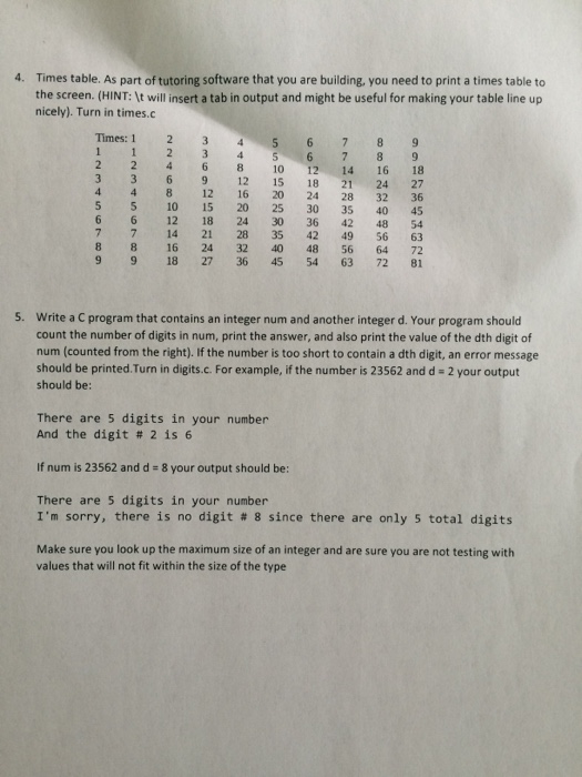 Solved Times table. As part of tutoring software that you | Chegg.com