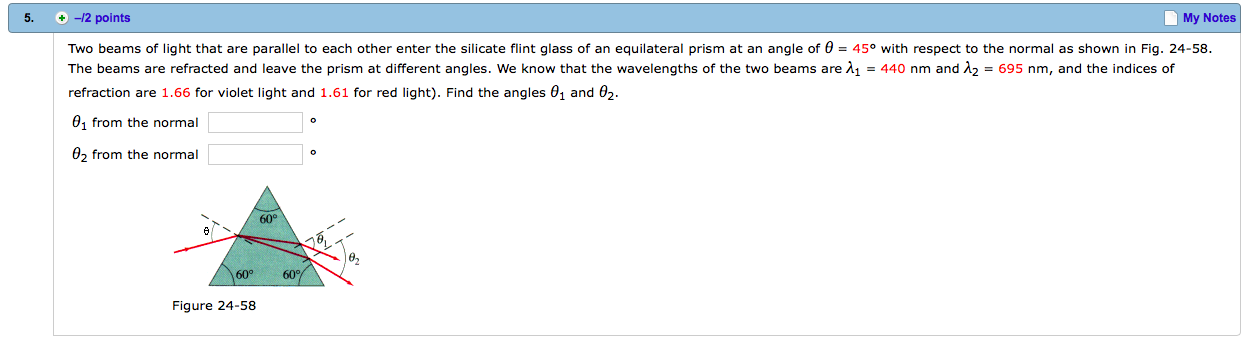 Solved Two beams of light that are parallel to each other | Chegg.com