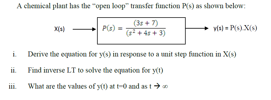 Solved A chemical plant has The "open loop" transfer | Chegg.com