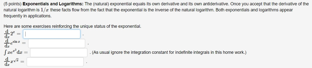 Solved (5 points) Exponentials and Logarithms: The (natural) | Chegg.com
