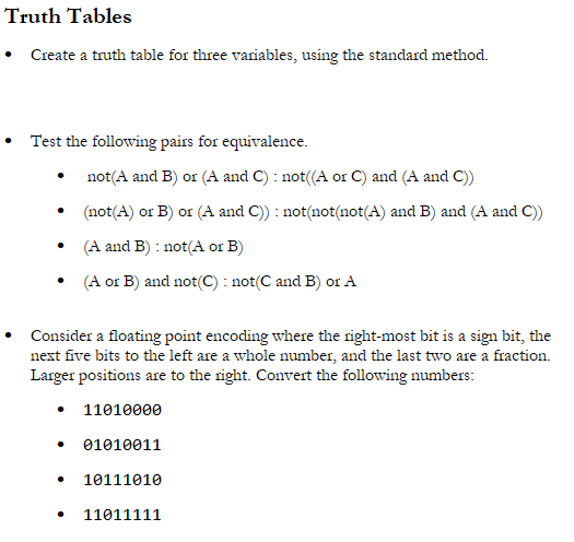 Solved Truth Tables Create a truth table for three | Chegg.com