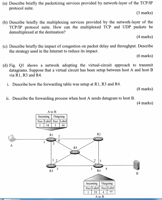 Solved (a) Describe briefly the packetizing services | Chegg.com