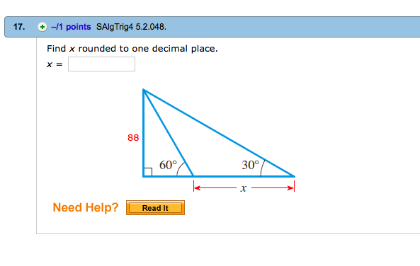 Solved Find x rounded to one decimal place. x = | Chegg.com