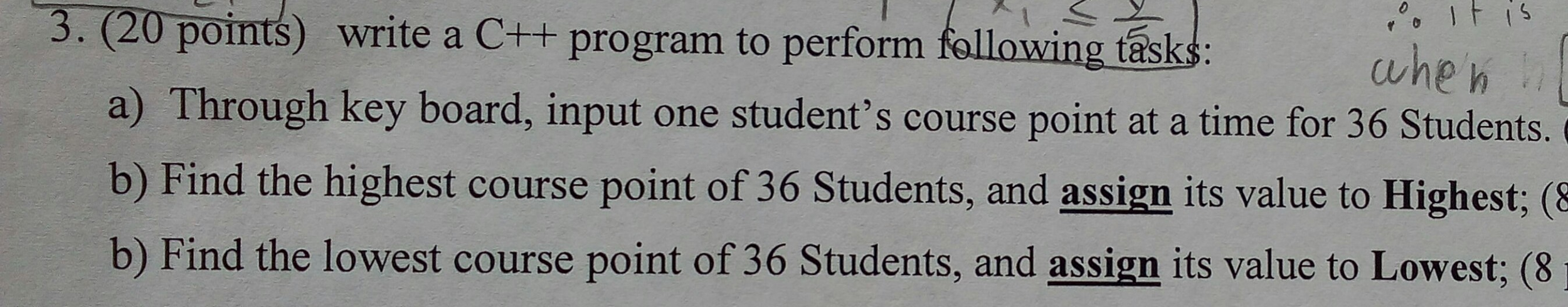 Solved tea Cif pmogram to perahe 3. (20 points) write a | Chegg.com