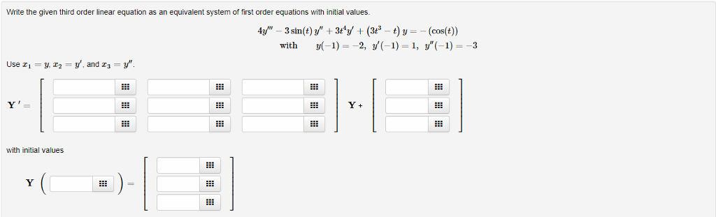 Solved Write the given third order linear equation as an | Chegg.com