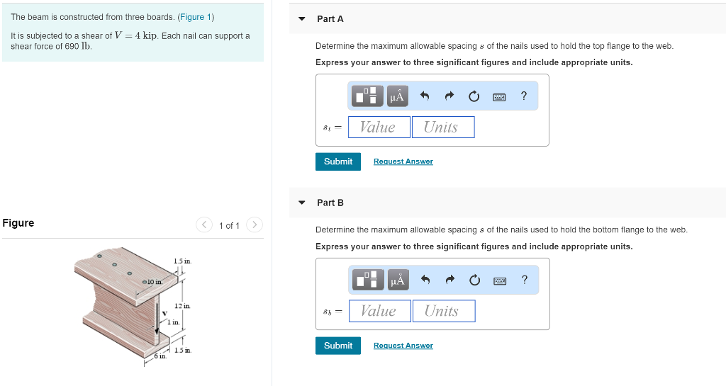Solved The beam is constructed from three boards. (Figure 1) | Chegg.com
