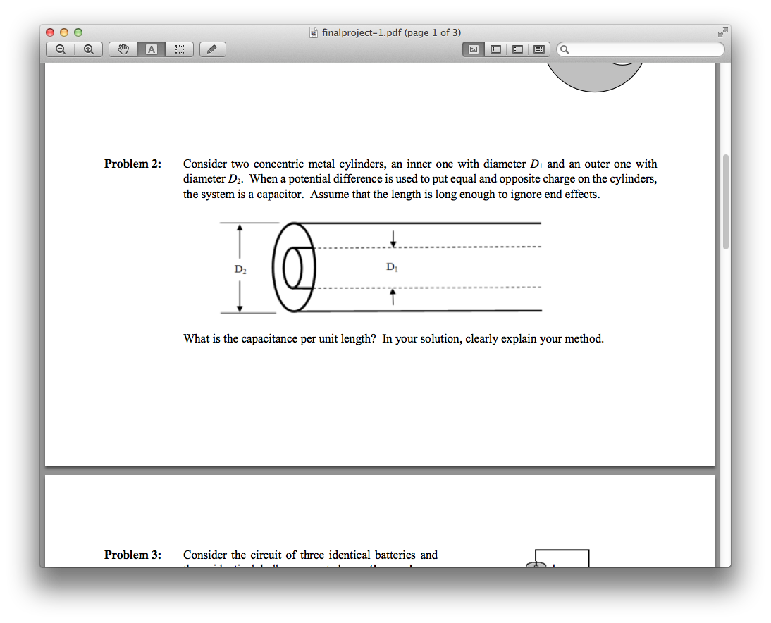 Solved Problem 2: Consider two concentric metal cylinders, | Chegg.com Solved Problem 2: Consider two concentric metal cylinders, | Chegg.com