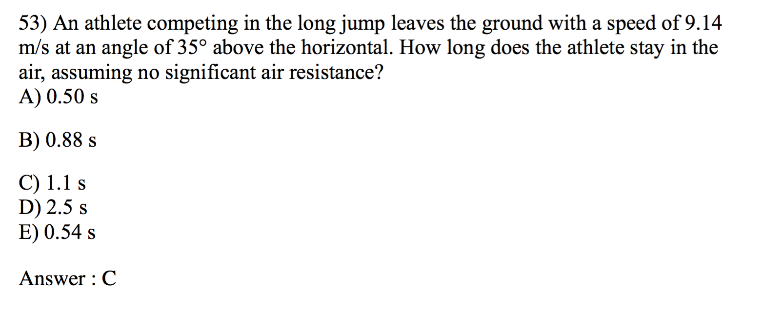 Solved An athlete competing in the long jump leaves the | Chegg.com