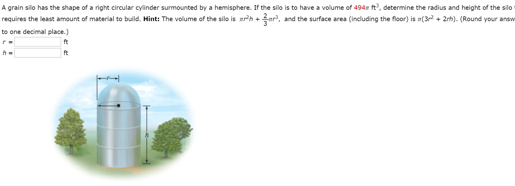 Solved A grain silo has the shape of a right circular | Chegg.com