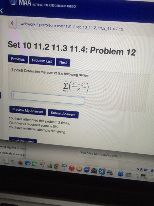 Solved Determine The Sum Of The Following Series