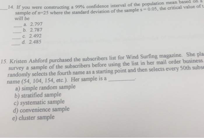 Solved If you were constructing a 99% confidence interval of | Chegg.com
