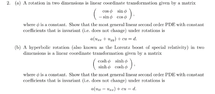 A rotation in two dimensions is linear coordinate | Chegg.com