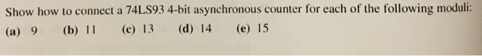 Solved Show how to connect a 74LS93 4-bit asynchronous | Chegg.com