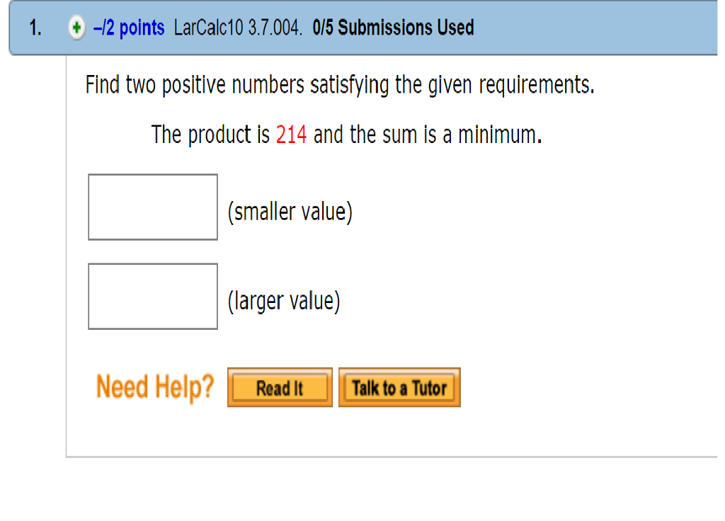 Solved Find two positive numbers satisfying the given | Chegg.com Solved Find two positive numbers satisfying the given | Chegg.com