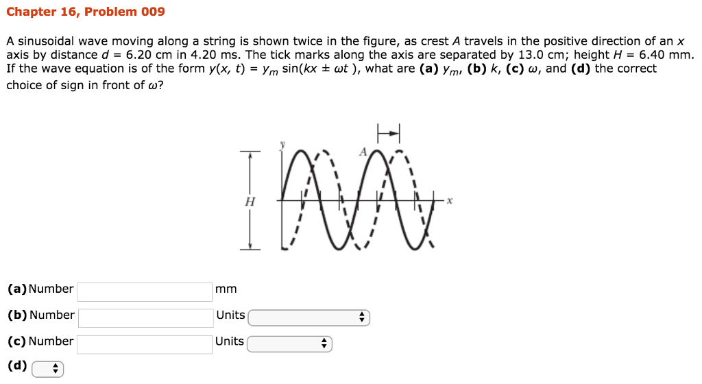 Solved Chapter 16, Problem 009 A sinusoidal wave moving | Chegg.com
