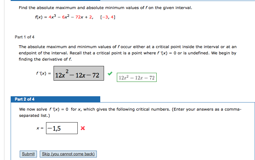 Solved Find The Absolute Maximum And Absolute Minimum Values