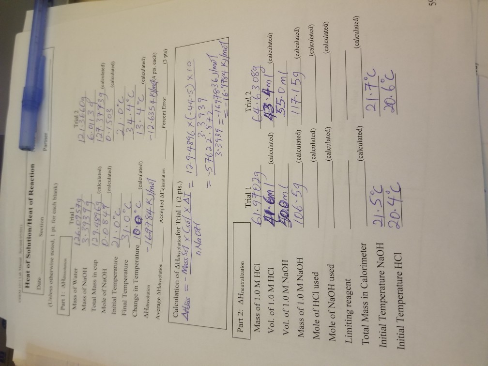 Solved Date Section ise noted, 1 pt. for each blank) Part 1: | Chegg.com
