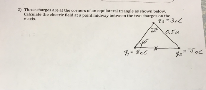 Solved Three charges are at the corners of an equilateral | Chegg.com