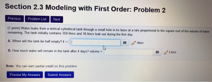 Solved Section 2 3 Modeling With First Order Problem 2