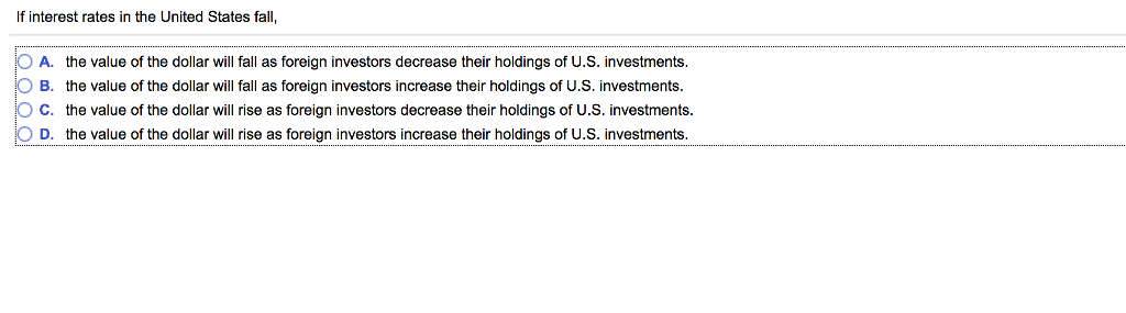 Solved If interest rates in the United States fall, A. the | Chegg.com