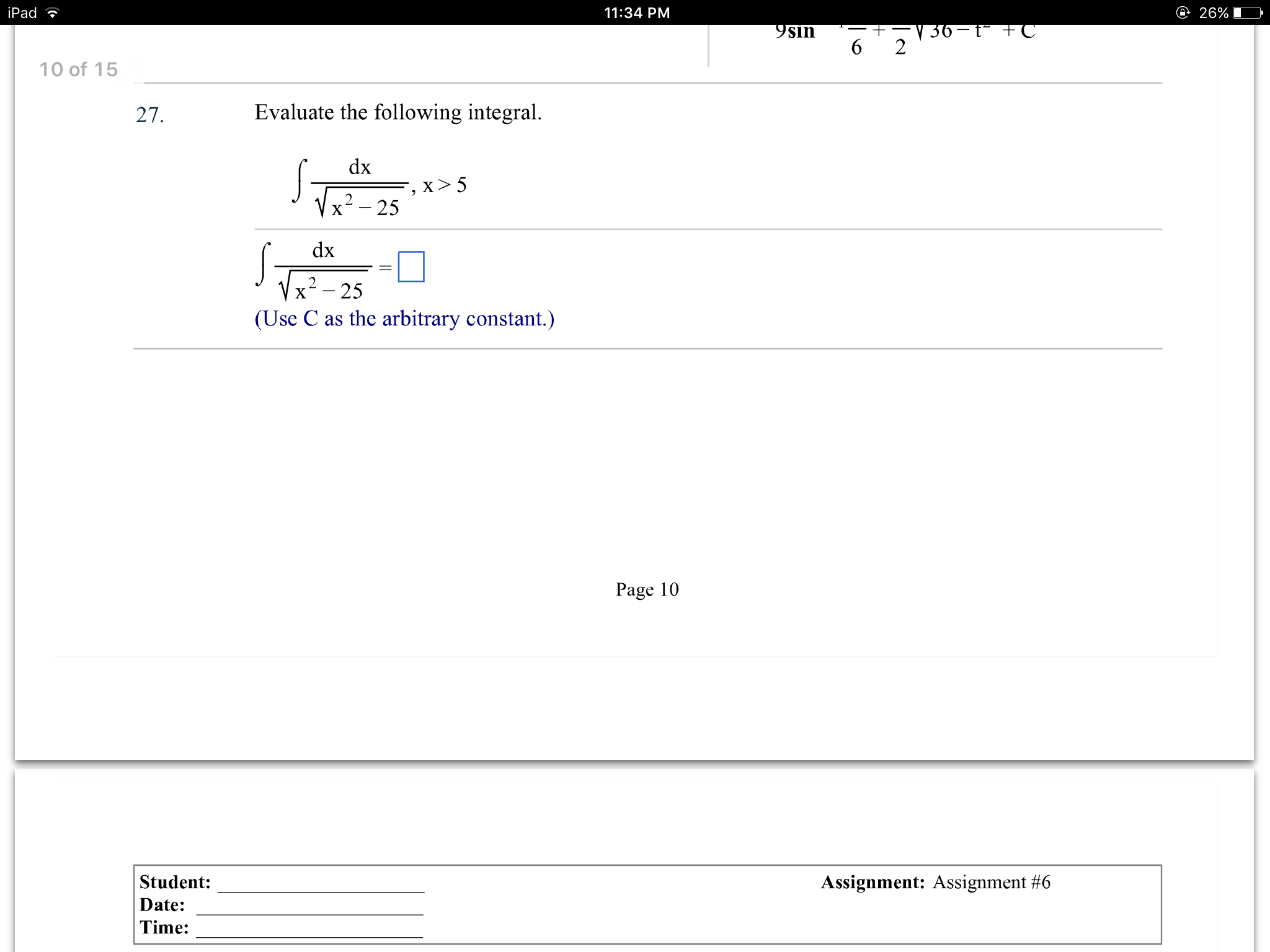Solved Evaluate the following integral. integral | Chegg.com