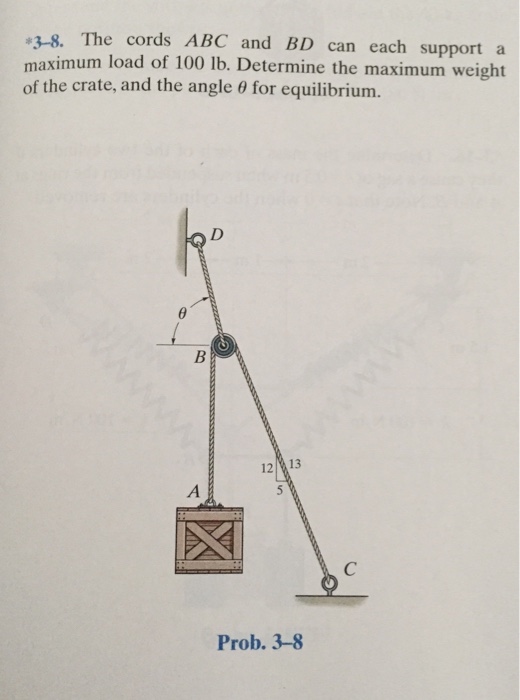 Solved The cords ABC and BD can each support a maximum load | Chegg.com