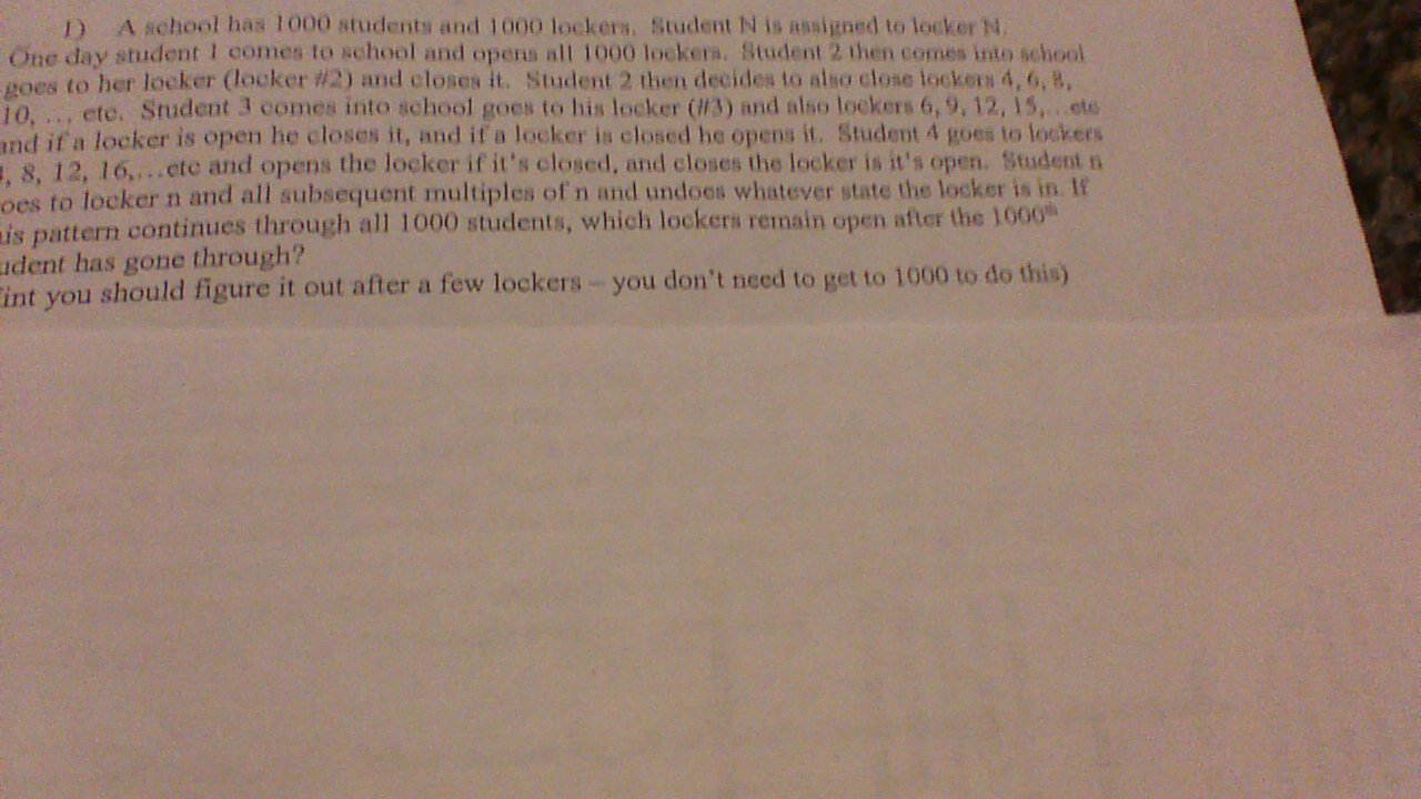 Solved A school has 1000 students and 1000 lockers. Student | Chegg.com