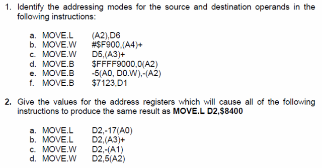 Solved Identify the addressing modes for the source and | Chegg.com
