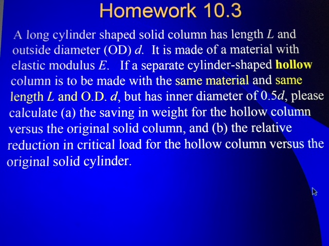 Solved A long cylinder shaped solid column has length L and | Chegg.com