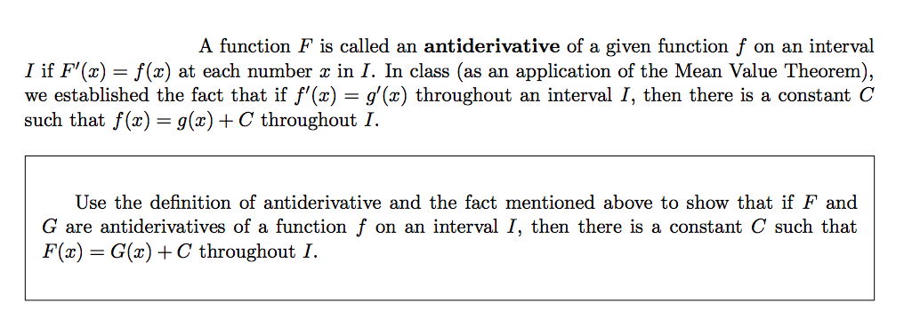 Solved A Function F Is Called An Antiderivative Of A Given