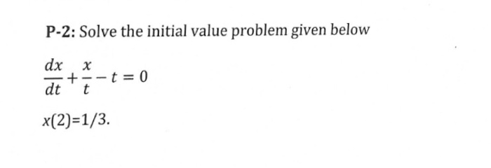Solved Solve the initial value problem given below dx/dt + | Chegg.com