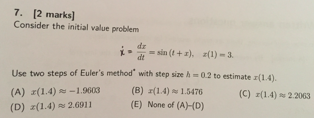 Solved Consider the initial value problem x = dx/dt = sin | Chegg.com