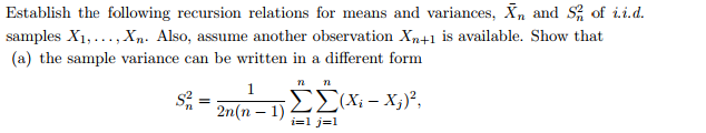 Solved Establish the following recursion relations for means | Chegg.com
