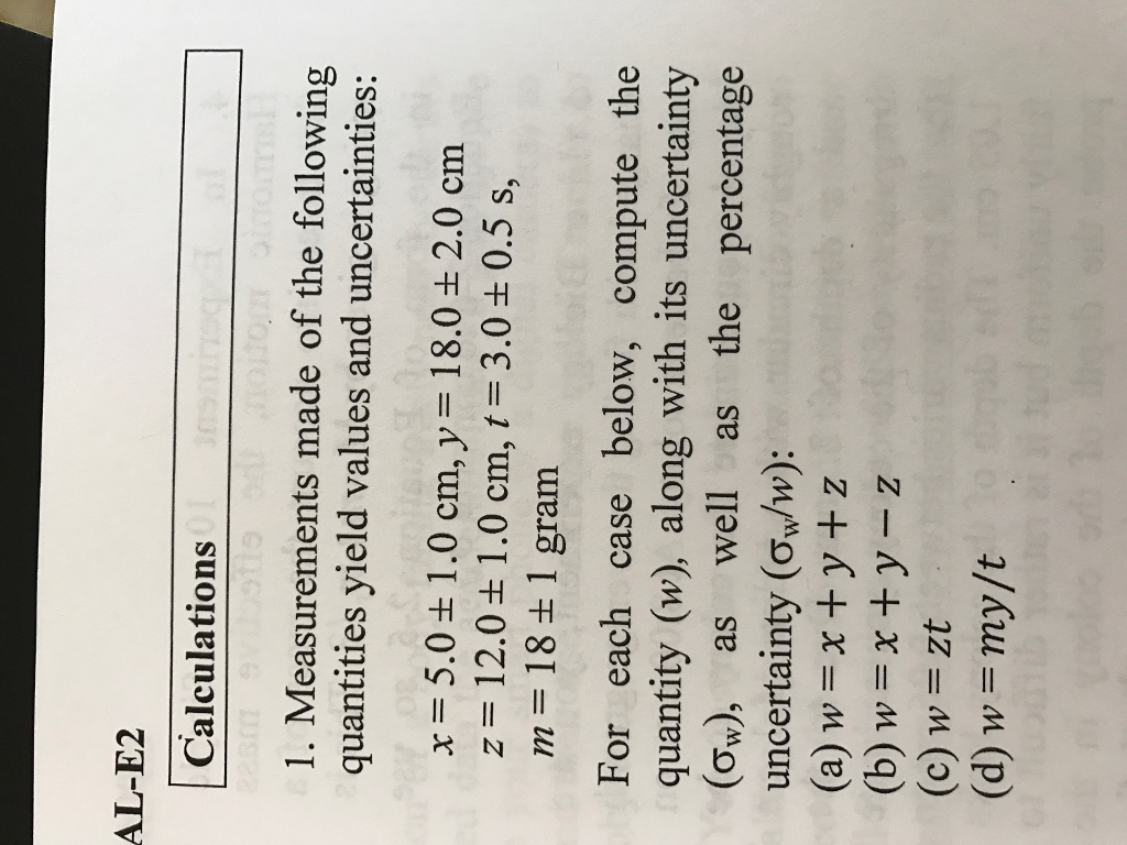 Solved Measurements made of the following quantities yield | Chegg.com