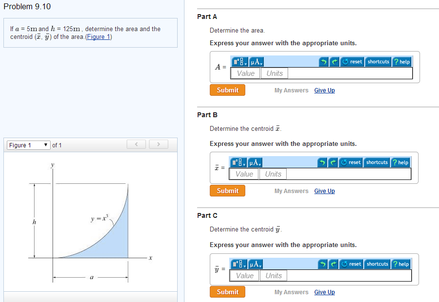 Solved If a = 5m and h = 125m. determine the area and the | Chegg.com